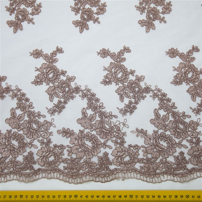 Tecido renda rosa chá