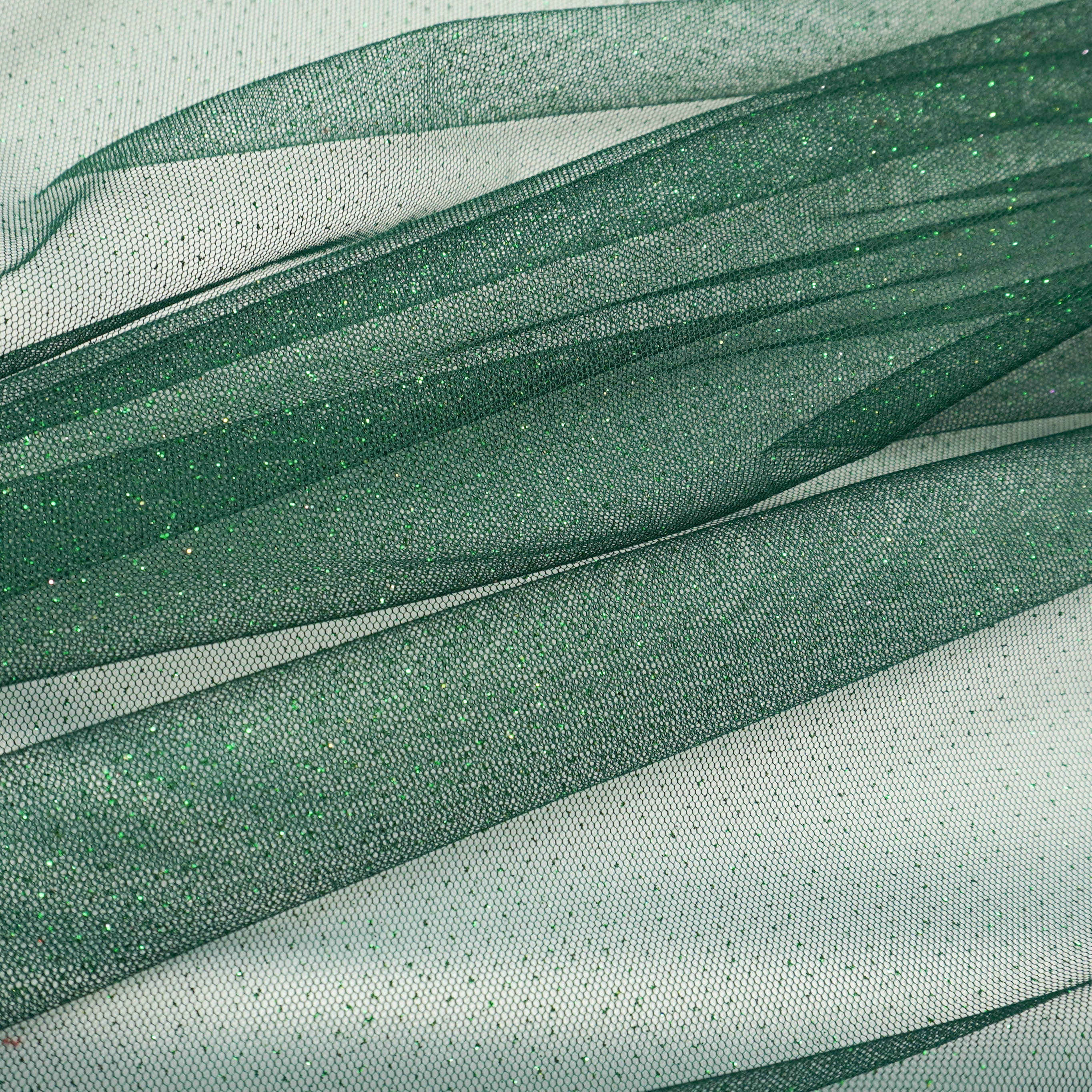 Tecido tule com glitter verde esmeralda