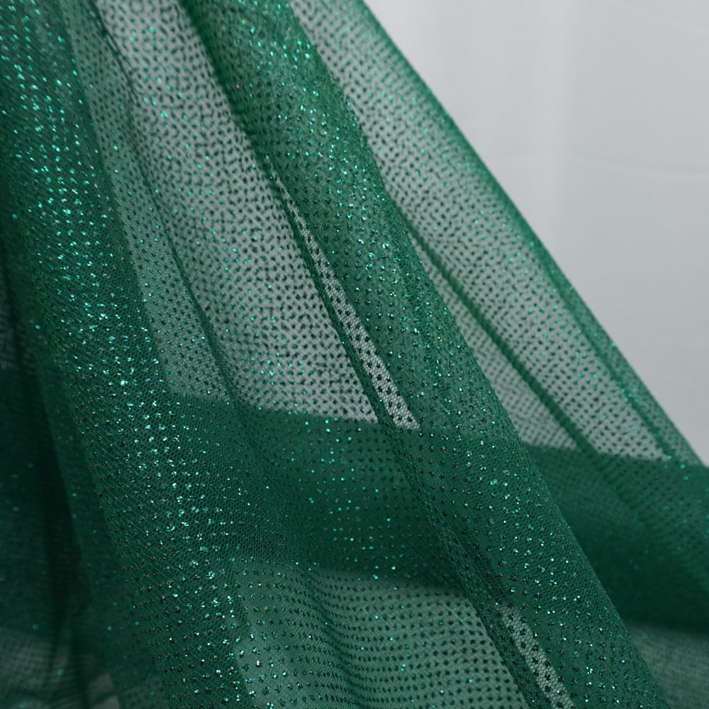 Tecido tule com glitter verde esmeralda