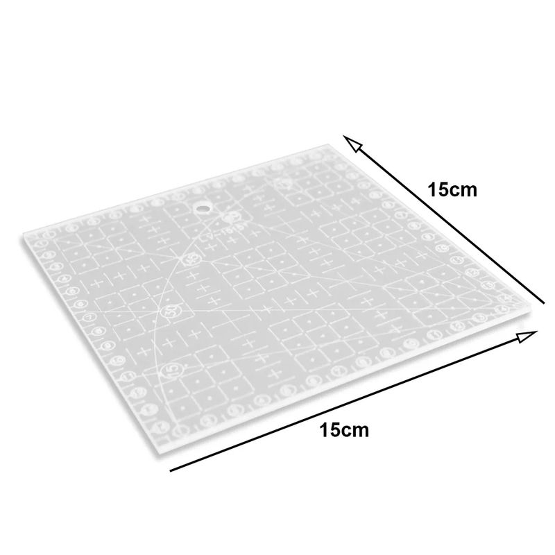 Régua De Corte Para Patchwork Scrapbook 15x15cm Acrílico