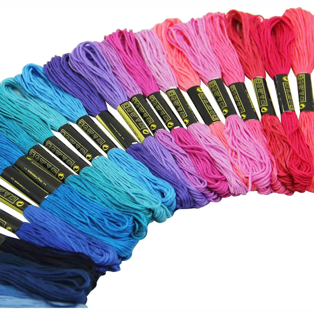 Kit 100 Meadas Para Bordado Diversas Cores Sortidas 8 metros - 6 Fios