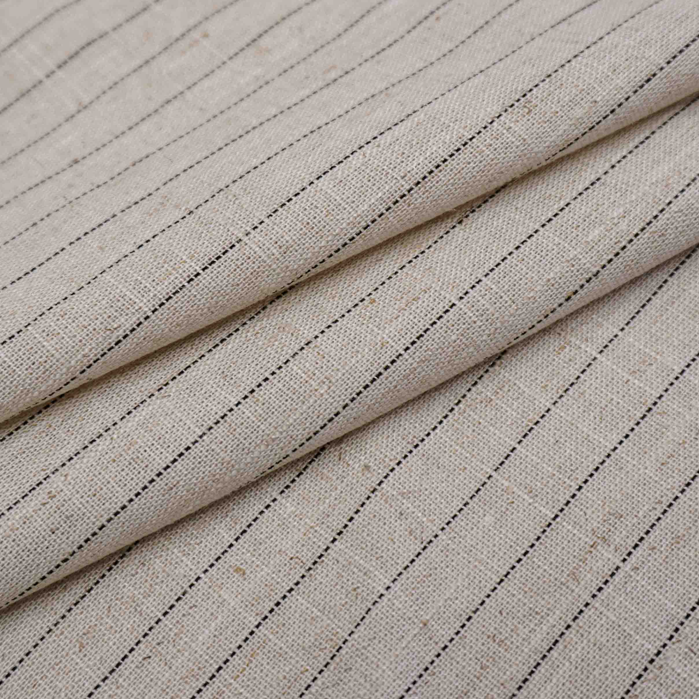 Tecido linho misto cru risca de giz