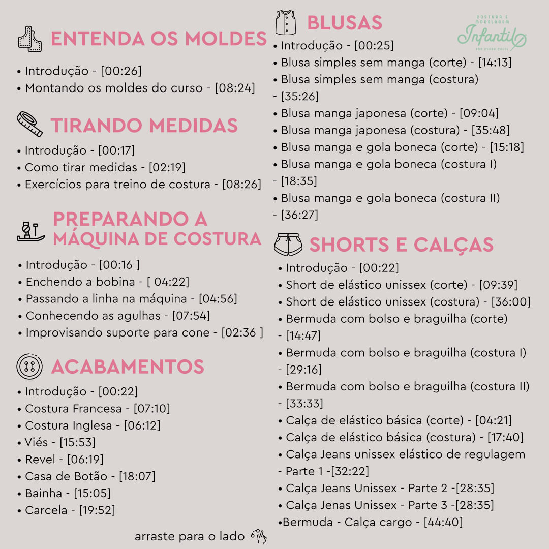 Curso de Costura e Modelagem Infantil com Clara Calui